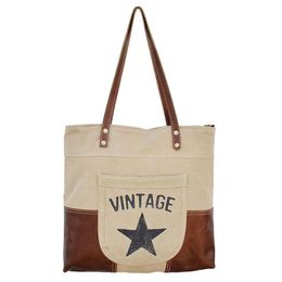 Anticline Leder-Shopper in Beige - (B)43 x (H)40 cm