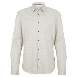 Tom Tailor DENIM Herren Slim Fit Hemd mit Printmuster, weiß, Muster, Gr. XL