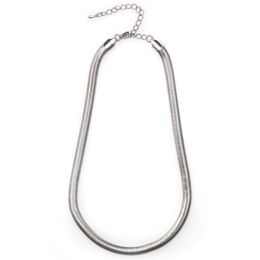 Collier Firetti "Halsschmuck Fischgrätglieder" Halsketten Gr. Metall, Länge: 46 cm Breite: 6 mm, grau (metallfarben> <metallfarben) Damen Colliers