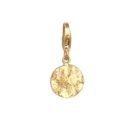 NENALINA Charm Disc Plättchen Rund Gewellt 925 Silber (Farbe: Gold)