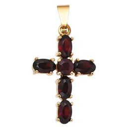 Schmuck Krone Kettenanhänger Anhänger Kreuz Granat rot dunkelrot 375 Gold Gelbgold Kettenanhänger