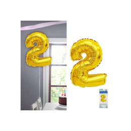 Cepewa Folienballon Folienballon Zahl Drei gold H100cm BOPA/PET Luftballon Zahlenballon