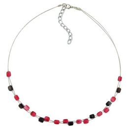 unbespielt Collier Drahtkette mit Glasperlen-Würfel rosa und braun 42 cm