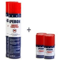 LYRA PET IPERON® 12 x 200 ml Fogger & 12 x 400 ml Langzeit Flohspray im Set + Zeckenhaken