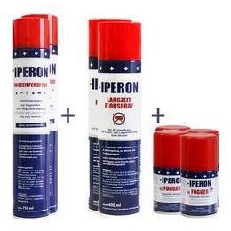 LYRA PET IPERON® 12 x 750 ml Ungezieferspray & 12 x 200 ml Fogger & 12 x 400 ml Flohspray im Set + Zeckenhaken