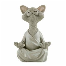LENBEST Dekoobjekt Dekofigur Buddha Katze Figur