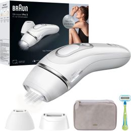 Braun IPL-Haarentferner Silk-Expert Pro 3 PL3133 IPL, 300.000 Lichtimpulse, Präzisionsaufsatz und Embrace Venus Rasierer, silberfarben|weiß