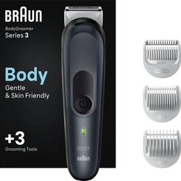 Braun Haarschneider Bodygroomer BG3340, SkinShield-Technologie, Abwaschbar, grau|schwarz