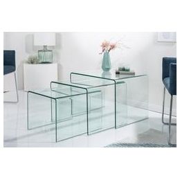 Riess Ambiente Design 3er Set Glas Couchtisch FANTOME 60cm Beistelltische transparent
