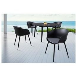 Riess Ambiente Moderner Stuhl DESIGNO schwarz Kunststoff Gartenstuhl mit Armlehnen Indoor Outdoor