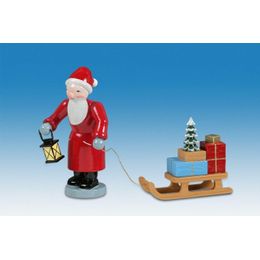 Weihnachtsfigur Holzfigur Weihnachtsmann mit Schlitten Höhe 6cm NEU