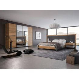 JVmoebel Schlafzimmer-Set Modern Schlafzimmer Set 3tlg Bett 2x Nachttische Holz Design