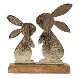 LB H&F Lilienburg Dekofigur Osterdeko Deko Ostern Dekoration ALU Holz Silber Frühlingsdeko (Fensterbrett Schriftzug 2024 kaufen Objekt Skulptur Schild Tischdekoration Dekofigur edel Design Wohnzimmer Osterfigur Deko Hase Kaninchen Häschen Geschenk Mutter Hasenpaar Liebe Familie Family