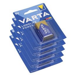 Varta 5x Varta 4922 Longlife Power 9V-Block 1er Blister Batterie