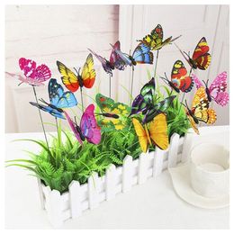 LENBEST Papierschmetterlinge Papierschmetterlinge 50 Stück Garten Schmetterlinge Stangen