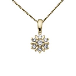 Firetti Kettenanhänger Schmuck Geschenk Gold 333 Halsschmuck Anhänger für Halskette Blume, mit Brillanten, gelb|goldfarben|weiß