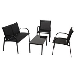 DEGAMO Lounge Set ARONA 4-teilig, Metall + Kunstgewebe schwarz