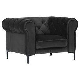 Chesterfield-Sessel GUTMANN FACTORY Sessel Gr. Samtoptik, mit Metallfüßen, B/H/T: 105cm x 75cm x 90cm, schwarz