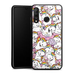 DeinDesign Handyhülle Einhorn Pummeleinhorn Fee Pummelfee Allover, Huawei P30 Lite Silikon Hülle Premium Case Handy Schutzhülle, schwarz