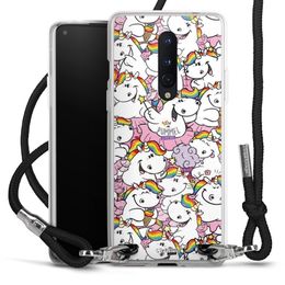 DeinDesign Handyhülle Einhorn Pummeleinhorn Fee Pummelfee Allover, OnePlus 8 Handykette Hülle mit Band Case zum Umhängen Cover mit Kette, weiß