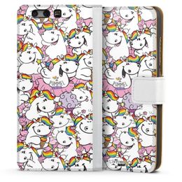 DeinDesign Handyhülle Einhorn Pummeleinhorn Fee Pummelfee Allover, Huawei P10 Hülle Handy Flip Case Wallet Cover Handytasche Leder, weiß