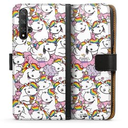 DeinDesign Handyhülle Einhorn Pummeleinhorn Fee Pummelfee Allover, Huawei Nova 5T Hülle Handy Flip Case Wallet Cover Handytasche Leder, schwarz