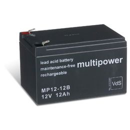 Powery Bleiakku multipower MP12-12B Vds ersetzt Panasonic LC-RA1212PG1 Bleiakkus 12000 mAh (12 V), schwarz