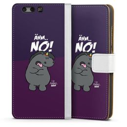 DeinDesign Handyhülle Einhorn Pummel & Friends Pummeleinhorn Ähm Nö Grummel, Huawei P10 Hülle Handy Flip Case Wallet Cover Handytasche Leder, weiß