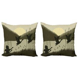 Abakuhaus Kissenbezüge Modern Accent Doppelseitiger Digitaldruck, (2 Stück), Gänse Birdies Wedge Wilde Bulrushes, grün, 40 cm x 40 cm