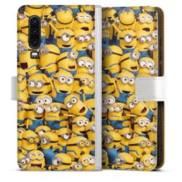 DeinDesign Handyhülle Minions Muster Ich – Einfach unverbesserlich Minions Pattern, Huawei P30 Hülle Handy Flip Case Wallet Cover Handytasche Leder