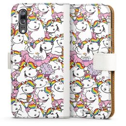 DeinDesign Handyhülle Einhorn Pummeleinhorn Fee Pummelfee Allover, Huawei P20 Hülle Handy Flip Case Wallet Cover Handytasche Leder, weiß