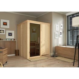 Karibu Elementsauna 'Abril' naturbelassen mit graphitfarbener Tür 151 x 151 x 198 cm