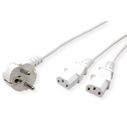 ROLINE Y-Netzanschlusskabel Stromkabel, Schutzkontakt, CEE 7/7, Typ-E/F Männlich (Stecker), IEC320 C13, Kaltgeräte, 10A Weiblich (Buchse) (200.0 cm)