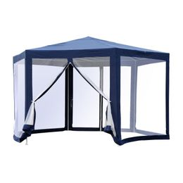 Outsunny Pavillon in sechseckiger Form (Farbe: blau)