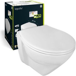 aquaSu - Spülrandloses Wand wc oDari mit Toilettendeckel, Hänge wc mit 6 cm Erhöhung, Duroplast wc Sitz mit Absenkautomatik, Take-Off & Fast-Fix,