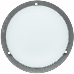 Licht-Erlebnisse Runde Deckenleuchte Beton Grau Glas Ø35cm wohnlich - Grau, Weiß