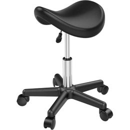 Sattelhocker Rollhocker Drehhocker Praxishocker Arbeitshocker Bürohocker Hocker mit höhenverstellbaren 5 Rollen, Schwarz - Yaheetech