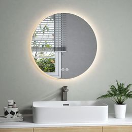 Badspiegel mit Beleuchtung Rund led Wandspiegel Badezimmerspiegel mit Touch und 3 Lichtfarbe Dimmbar 60cm - S'afielina
