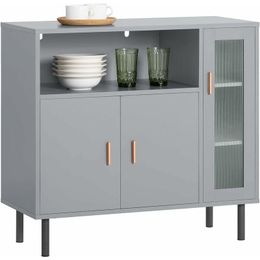 sobuy FSB82-HG Küchenschrank Mikrowellenschrank Sideboard mit Türen Kommode Schrank Flurschrank Buffet Aufbewahrungsschrank hellgrau BHT ca.: