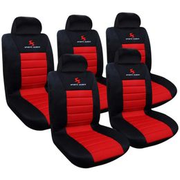 5er Sitzbezüge Auto Einzelsitzbezug universal Größe, Komplettset,Rot - Schwarz-Rot - WOLTU