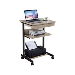 Yaheetech - Schreibtisch, Computertisch auf Rollen, Bürotisch mit Tastaturablage und offenem Fach, Industrie-Design, 56 x 51 x 79 cm, für Homeoffice,