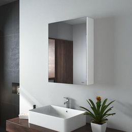 Spiegelschrank mit Spiegel unsichtbarer Griff Wandspiegel mit Badschrankmit höhenverstellbarem badezimmerschrank Laminat (Weiß, 50x65cm) - Emke