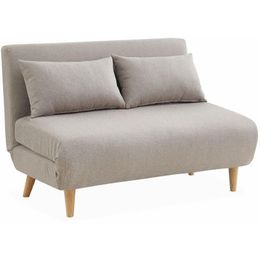 2-Sitzer-Sofa mit Stoffbezug, Holzfüße, Polyester, Beige - Beige - Sweeek