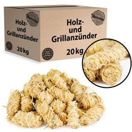 Holzwolle Kamin Grill 20 kg Holz Anzuender Wachs Anzünder für Ofen Kaminanzuender Wolle Grillanzuender Feuer Outdoor Feuerschale Garten Kaminanzünder