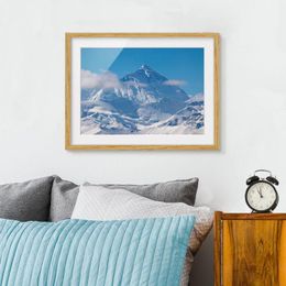 MICASIA - Bild mit Rahmen - Mount Everest Größe HxB: 18cm x 24cm, Rahmen: Eiche