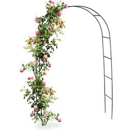 Torbogen Rankhilfe für Kletterpflanzen und Rosen 240 cm, Rosenbogen aus Metall witterungsbeständig, grün - Relaxdays