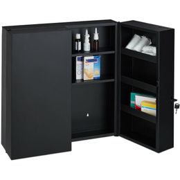 Medizinschrank xxl, abschließbar, 11 Fächer, Stahl, hbt: 53,5x53x19 cm, Medikamentenschrank 2-türig, anthrazit - Relaxdays