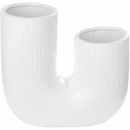 Beliani - Dekovase Weiß Steinzeug 23 cm Modern Dekoratives Wohnaccessoire im Boho-Stil - Weiß