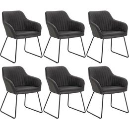 WOLTU 6 x Esszimmerstühle 6er Set Esszimmerstuhl Küchenstuhl Polsterstuhl Design Stuhl mit Armlehne, mit Sitzfläche aus Kunstleder, Gestell aus Metall,