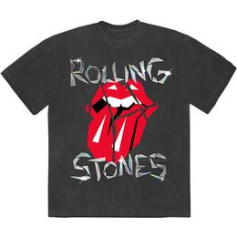 The Rolling Stones Diamond Tongue Grey Washed T-Shirt T-Shirt schwarz in L